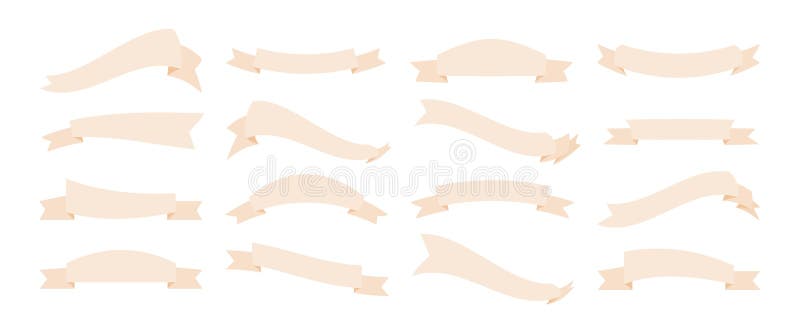 Set of Beige Ribbon Banners in Various Shapes Stock Illustration ...