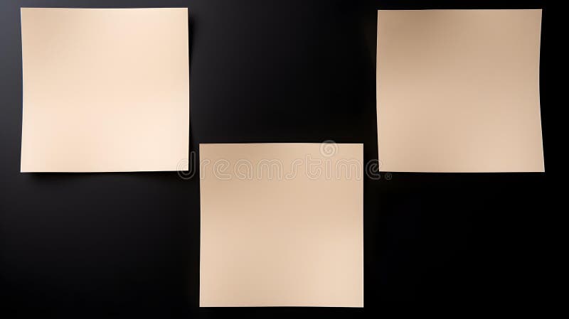 Set of Beige Square Paper Notes on a Black Background. Brainstorming ...