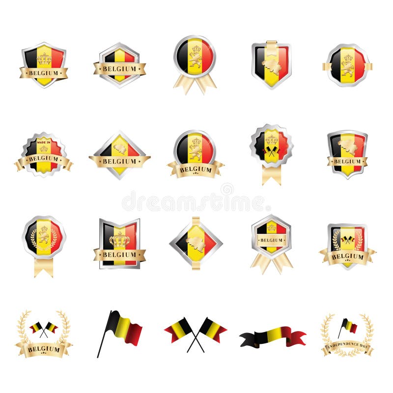 Set of Belgium Icons. Vector Illustration Decorative Design Stock ...