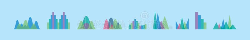 Set of Bell Curve Cartoon Icon Design Template with Various Models ...