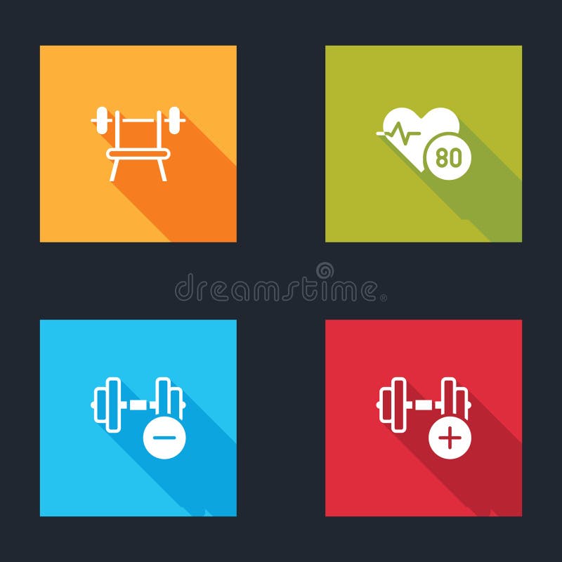 Set Bench with Barbell, Heart Rate, Dumbbell and Icon. Vector Stock ... Set Bench with Barbell, Heart Rate, Dumbbell and Icon. Vector Stock ...