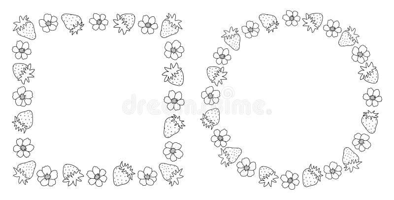 Set of Berry Frames with Strawberry, Contour. Stock Vector ...