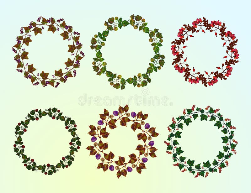 Set of Berry Frames - Wreath. Stock Vector - Illustration of organic ...
