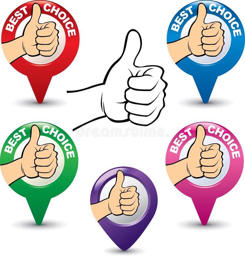 Set of Best Choice Banner-hand with Thumb Up Stock Illustration ...