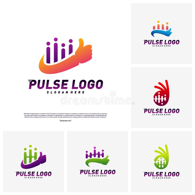 Set of Best Pulse Logo Design Concept Vector. People Beat Logo Template ...