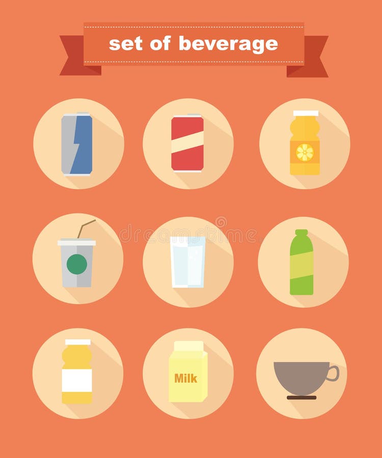 Set of beverage icons stock illustration. Illustration of diet - 47223753