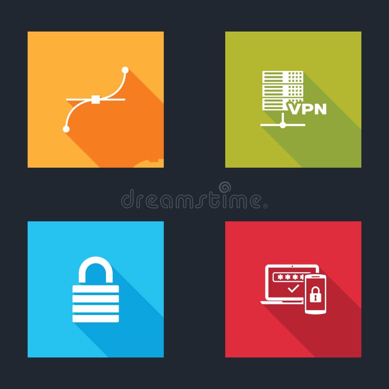 Set Bezier Curve, Server VPN, Lock and Two Steps Authentication Icon ...