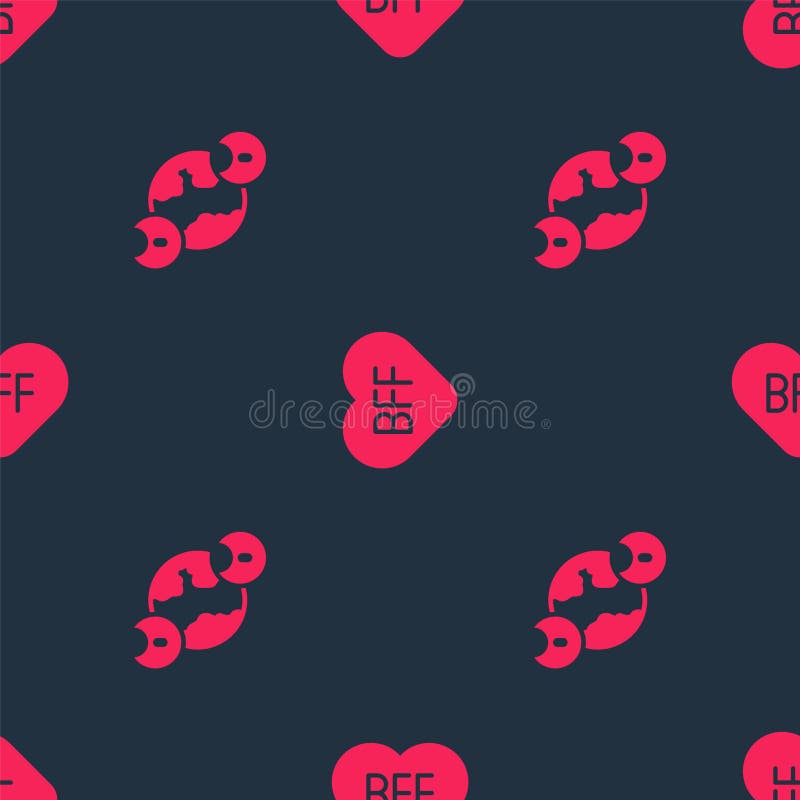 Set BFF or Best Friends Forever and on Seamless Pattern. Vector Stock ...