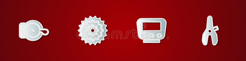 Set Bicycle Bell, Cassette, Speedometer and Seat Icon. Vector Stock ...