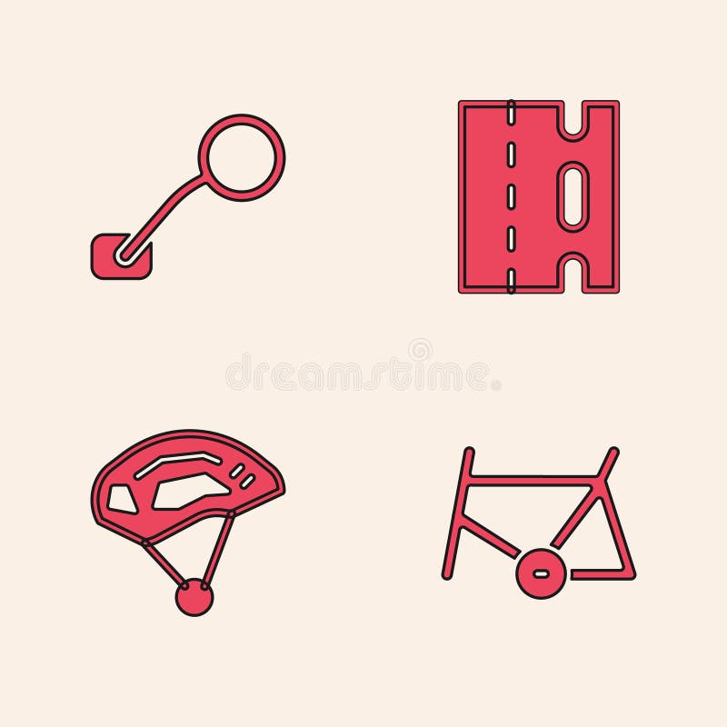 Set Bicycle Frame, Rear View Mirror, Lane and Helmet Icon. Vector Stock ...