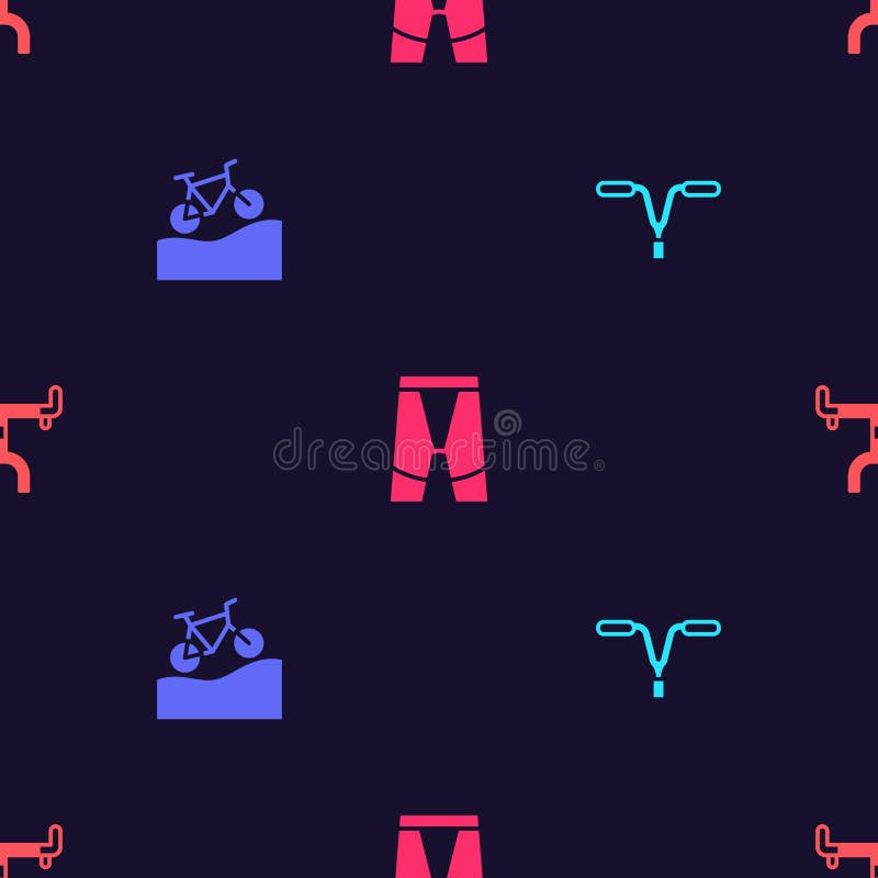 Set Bicycle Handlebar, Mountain Bicycle, Cycling Shorts and on Seamless ...