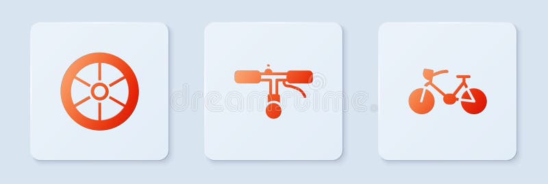Set Bicycle Handlebar, Wheel and . White Square Button Stock ...