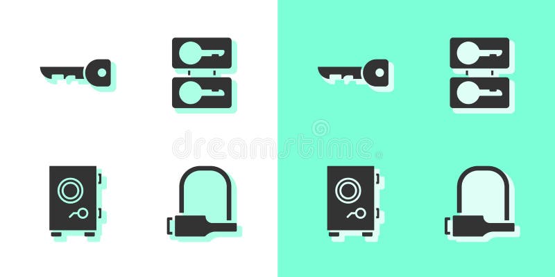 Set Bicycle Lock, Key, Safe and Casting Keys Icon. Vector Stock Vector ...