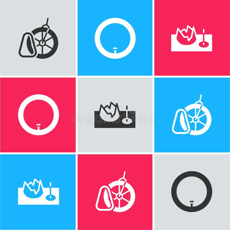 Set Bicycle Parking, Wheel and on Street Ramp Icon. Vector Stock Vector ...