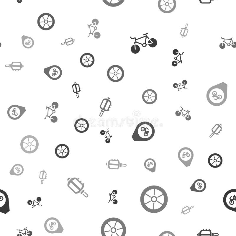 Set Bicycle, Wheel, Location with Bicycle and Pedal on Seamless Pattern ...