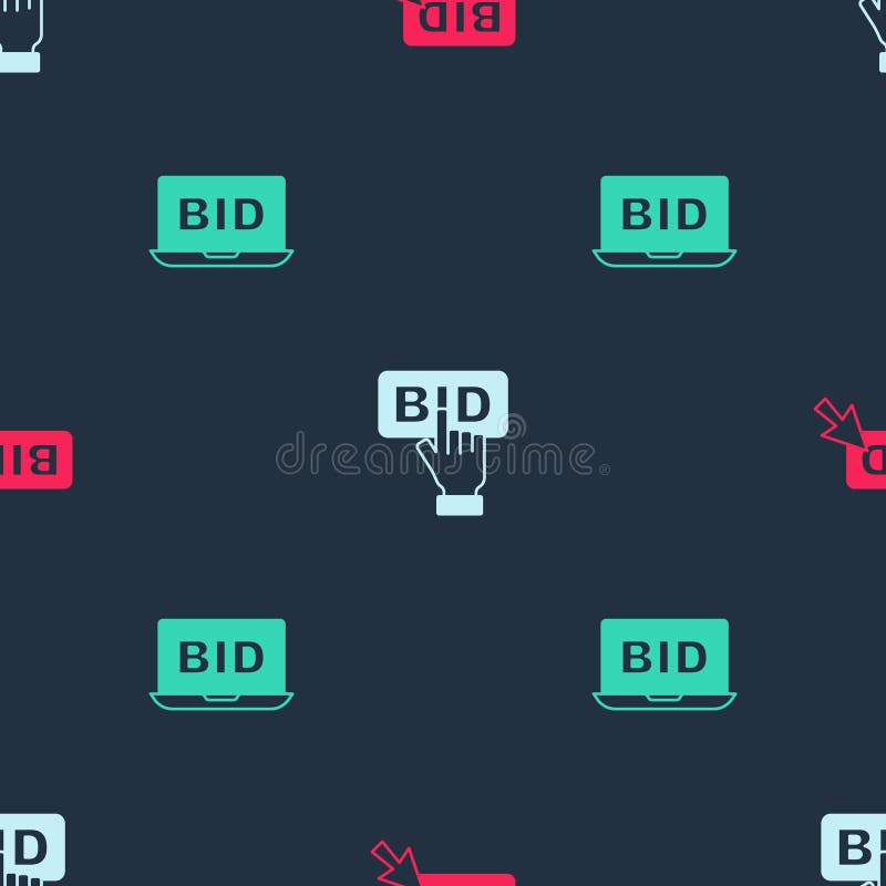 Set Bid, and Online Auction on Seamless Pattern. Vector Stock Vector ...