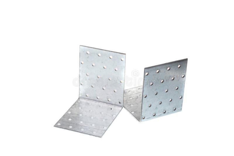 Set of Big Metal 90 Degree Angle Fixating Bracket, Isolated on White ...