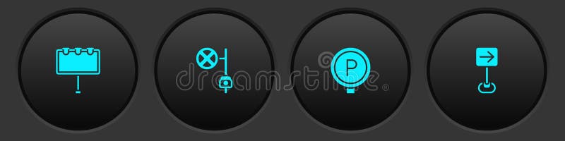 Set Billboard with Lights, Stop Sign Camera, Parking and Traffic Turn ...