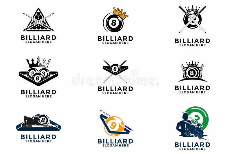 Set of Billiard Logo Design Vector. Sport Poolroom Logo Design ...