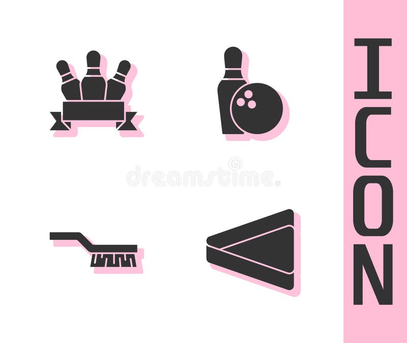 Set Billiard Triangle, Bowling Pin, Pool Table Brush and and Ball Icon ...