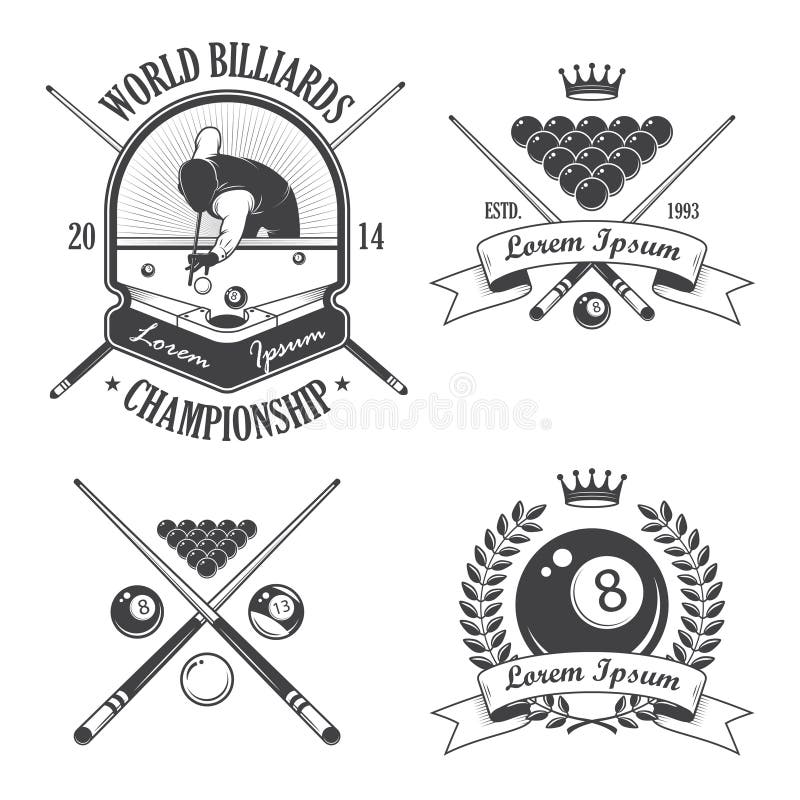 Set of Billiards Emblems Labels Stock Vector - Illustration of business ...