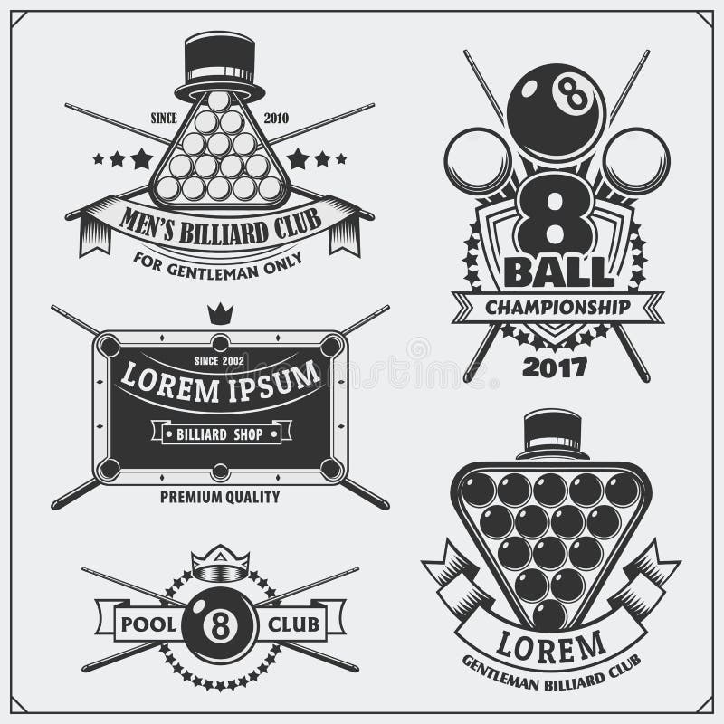 Set of Billiards Labels, Emblems, Badges, Icons and Design Elements ...