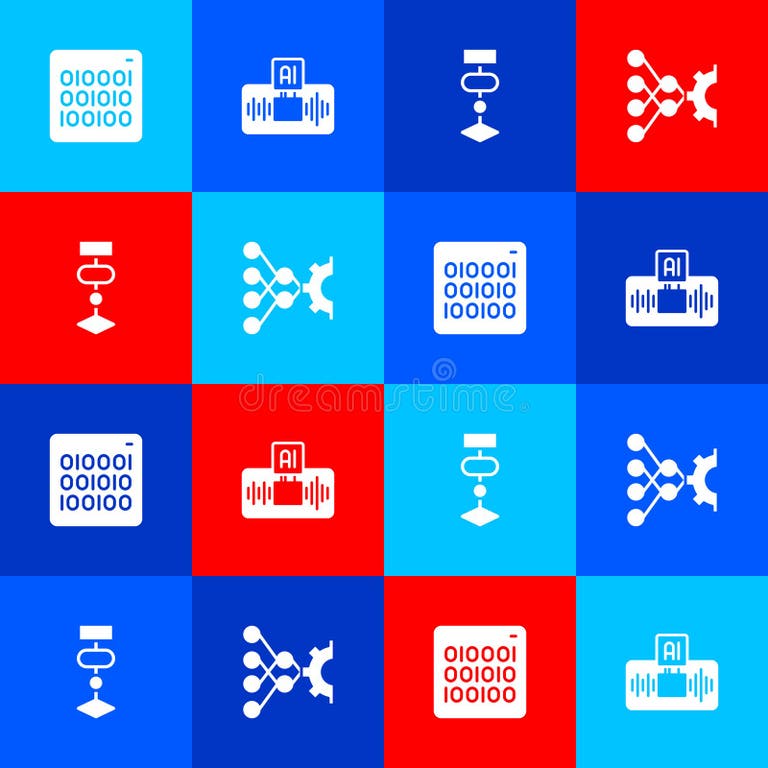 Set Binary Code Artificial Intelligence Ai Algorithm And Neural