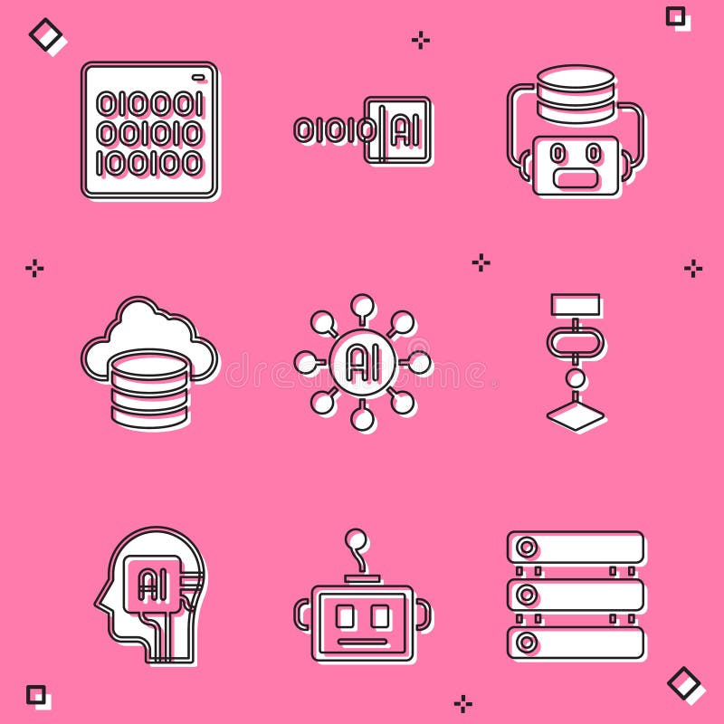 Set Binary Code, Artificial Intelligence Robot, Cloud Database, Neural ... Set Binary Code, Artificial Intelligence Robot, Cloud Database, Neural ...