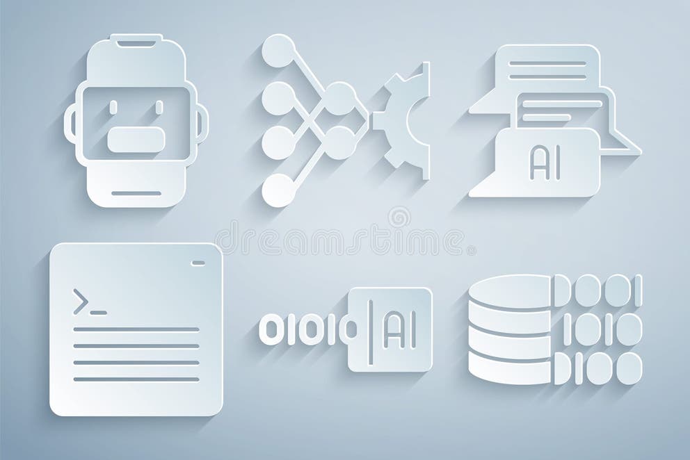 Set Binary Code, Chat Bot, Web Developer Programming, Neural Network and Icon. Vector Stock ...