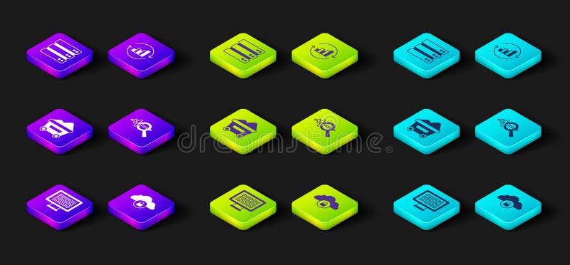 Set Binary Code Cloud Computing Lock Coal Mine Trolley Search Data