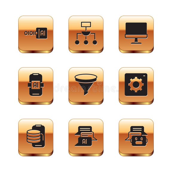Set Binary Code, Cloud Technology Data Transfer, Chat Bot, Funnel or Filter, Artificial ...