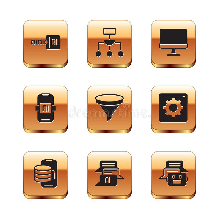 Set Binary Code, Cloud Technology Data Transfer, Chat Bot, Funnel or Filter, Artificial ...