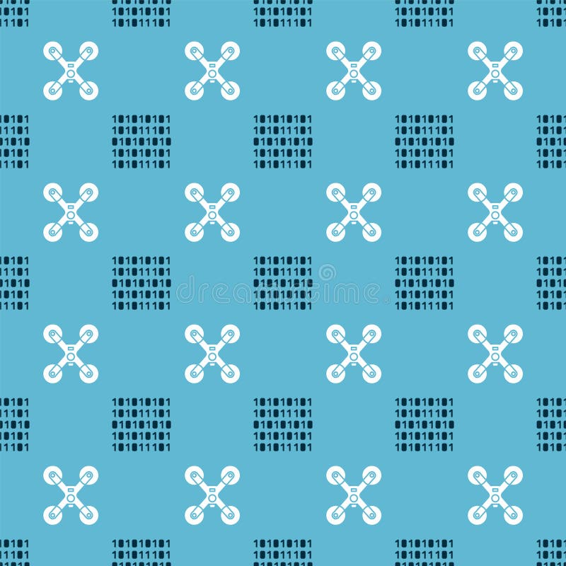 Set Binary Code and Drone Flying on Seamless Pattern Stock Vector - Illustration of computer ...