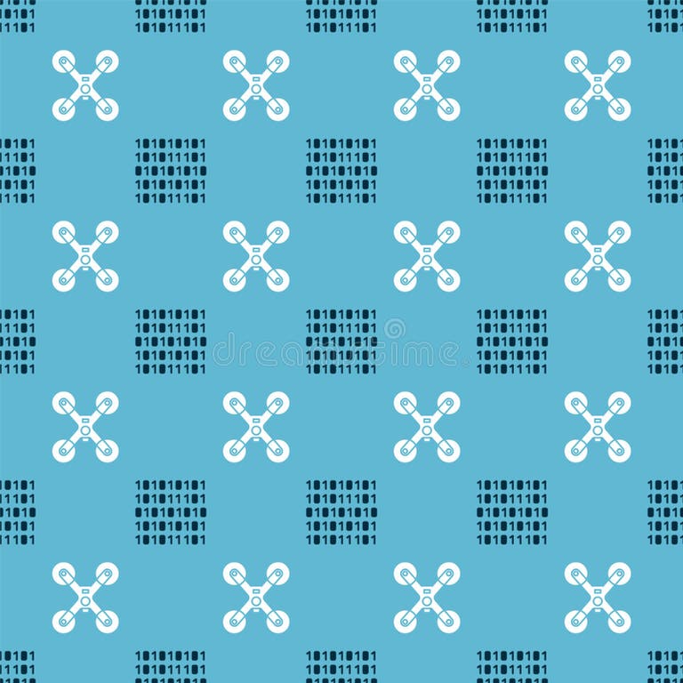 Set Binary Code and Drone Flying on Seamless Pattern Stock Vector ...