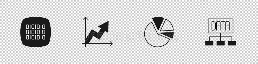 Set Binary Code, Financial Growth, Pie Chart Infographic and Data Analysis Icon. Vector Stock ...