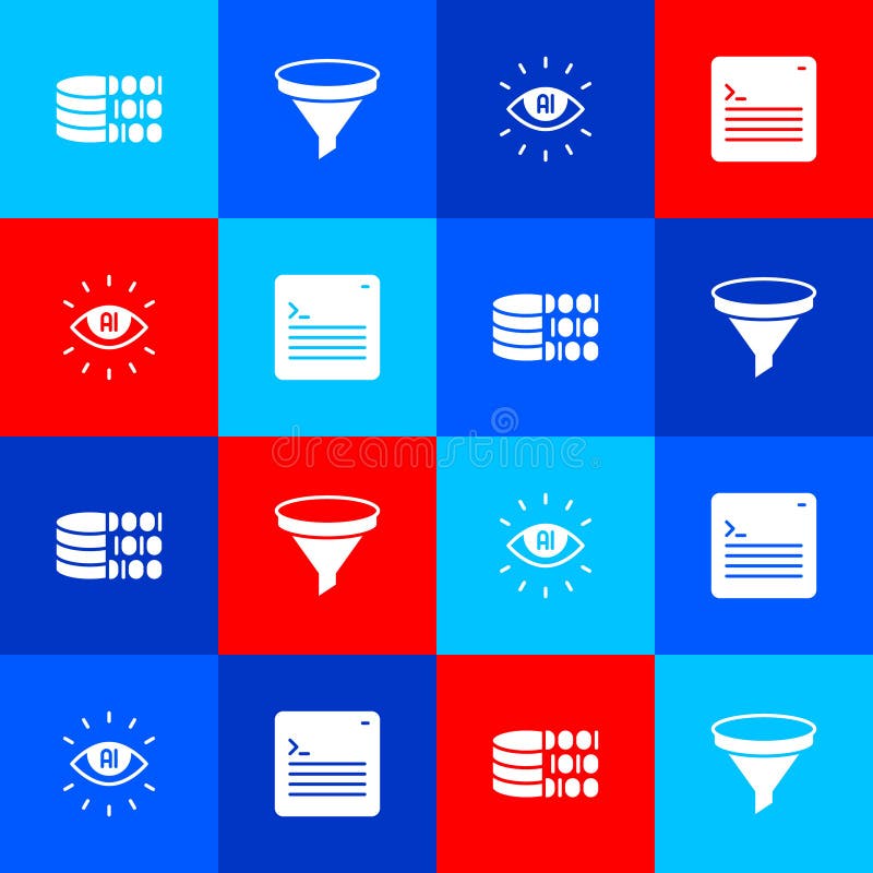 Set Binary Code, Funnel or Filter, Artificial Intelligence AI and Web ... Set Binary Code, Funnel or Filter, Artificial Intelligence AI and Web ...