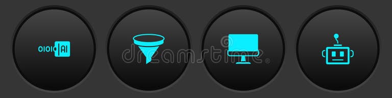 Set Binary Code, Funnel or Filter, Computer Monitor and Artificial ...