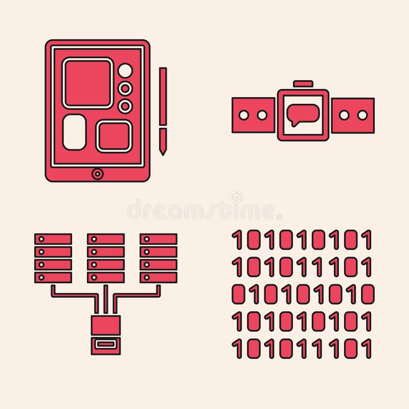Set Binary Code, Graphic Tablet, Smartwatch and Server, Data, Web ... Set Binary Code, Graphic Tablet, Smartwatch and Server, Data, Web ...