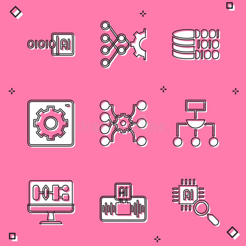 Set Binary Code Neural Network Computer Api Interface Algorithm And Artificial Intelligence