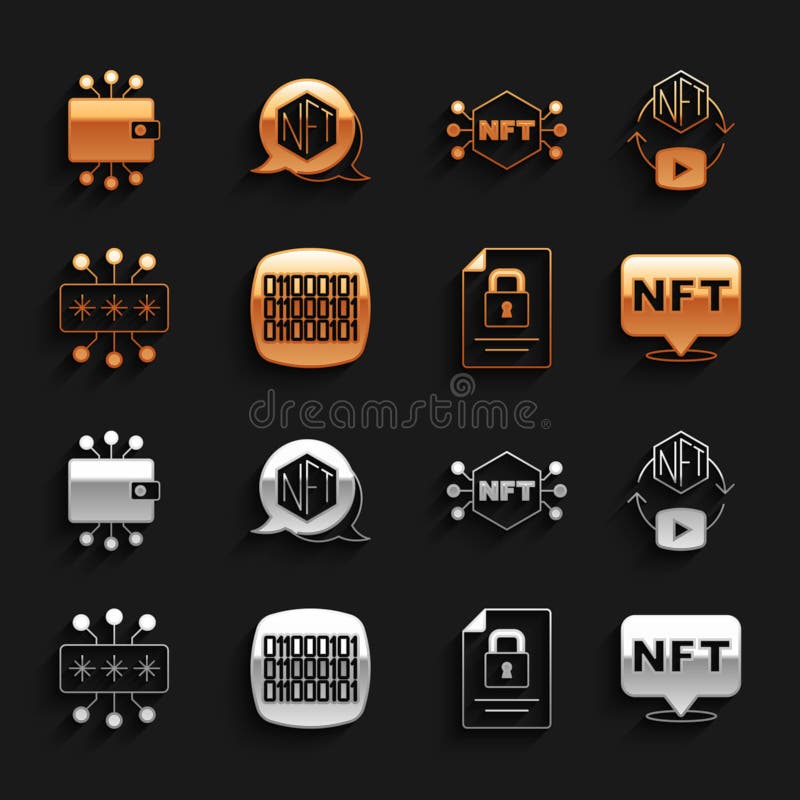 Set Binary Code, NFT Digital Crypto Art, Document and Lock, Cyber ... Set Binary Code, NFT Digital Crypto Art, Document and Lock, Cyber ...