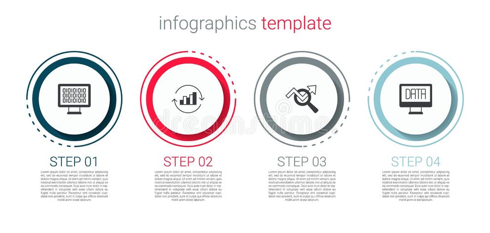 Set Binary Code, Pie Chart Infographic, Search Data Analysis and Data. Business Infographic ...