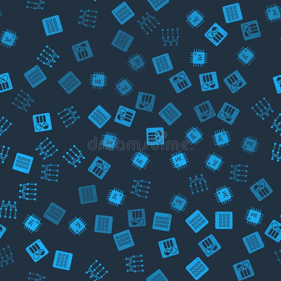Set Binary Code, Processor CPU, Computer Api Interface and Neural Network on Seamless Pattern ...