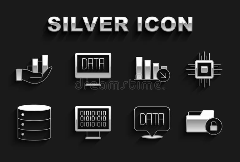 Set Binary Code, Processor CPU, Folder and Lock, Data Analysis, Server, Financial Growth ...