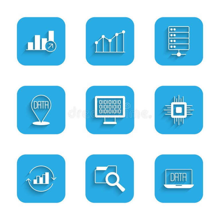 Set Binary Code, Search with Folder, Data Analysis, Processor CPU, Pie Chart Infographic, Server ...
