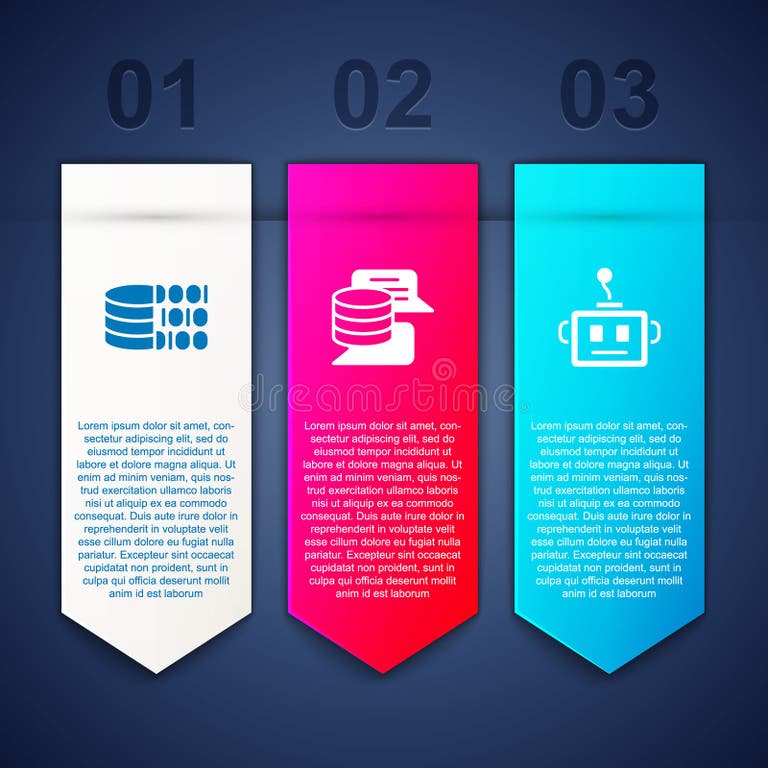 Set Binary Code, Server, Data and Artificial Intelligence Robot. Business Infographic Template ...