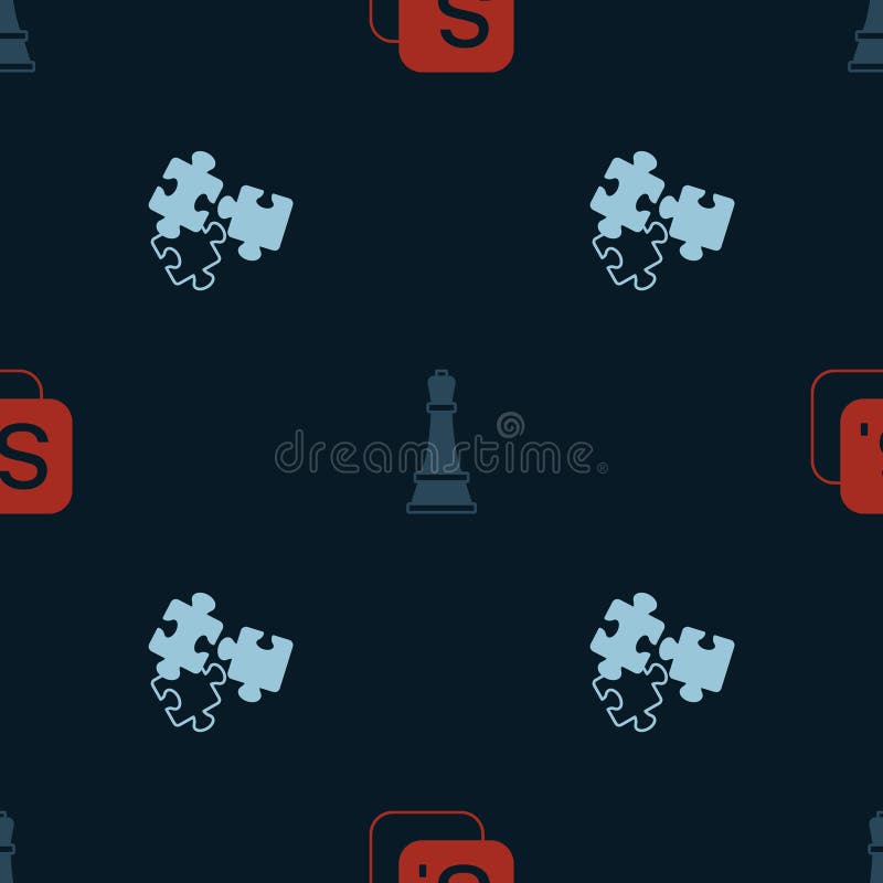 Set Bingo, Chess and Puzzle Pieces Toy on Seamless Pattern. Vector ...
