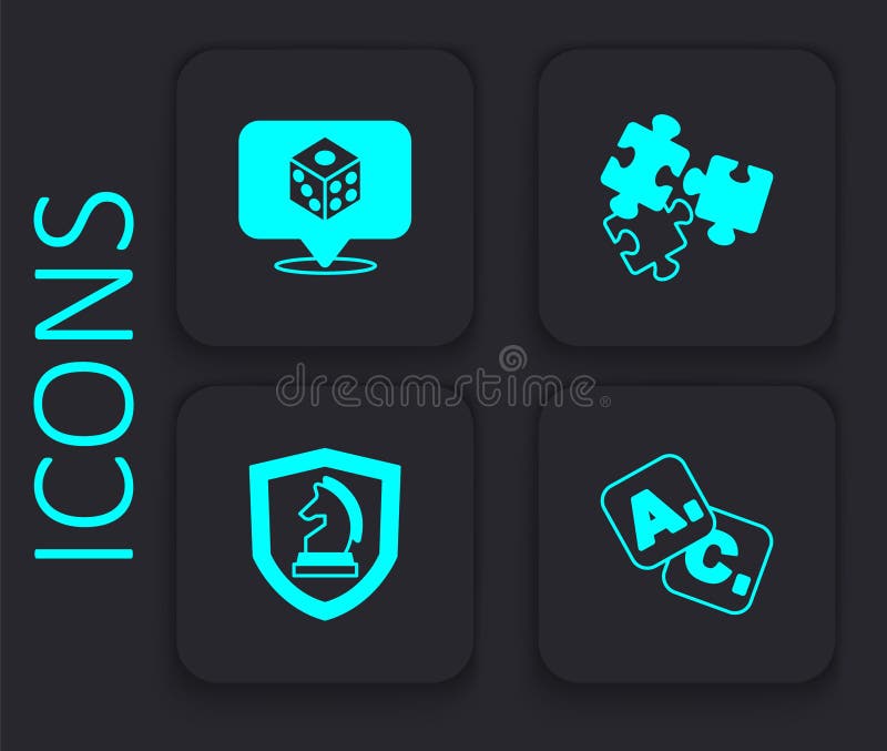 Set Bingo, Game Dice, Puzzle Pieces Toy and Chess Icon. Black Square ... Set Bingo, Game Dice, Puzzle Pieces Toy and Chess Icon. Black Square ...