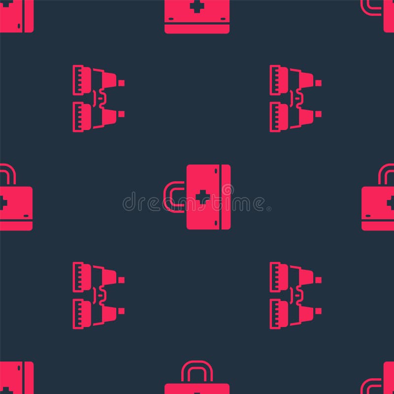 Set Binoculars and First Aid Kit on Seamless Pattern. Vector Stock ...