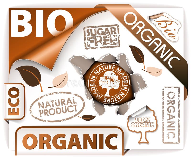 Set of Stamps for Organic Food Stock Vector - Illustration of internet ...