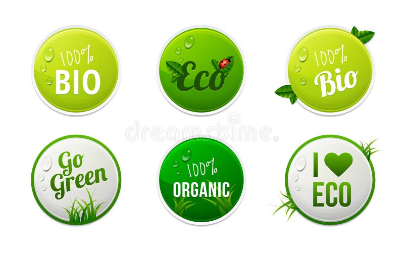 Set of Bio, Eco, Organic Sticker Elements Stock Vector - Illustration ...